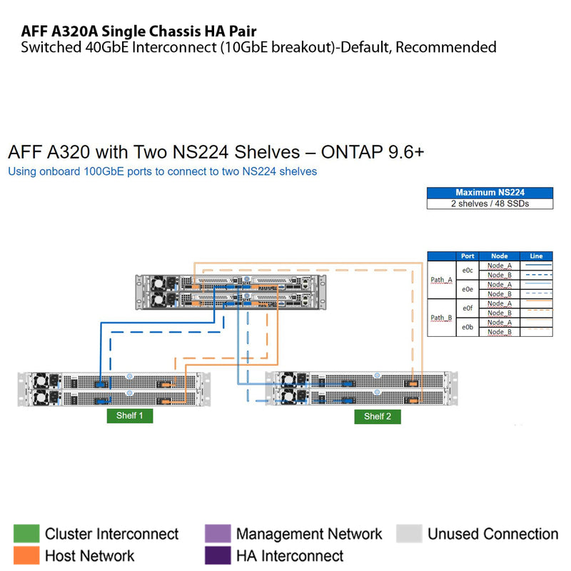 NetApp AFF-A320 Dual Controller All Flash Filer Head (HA) - ECS