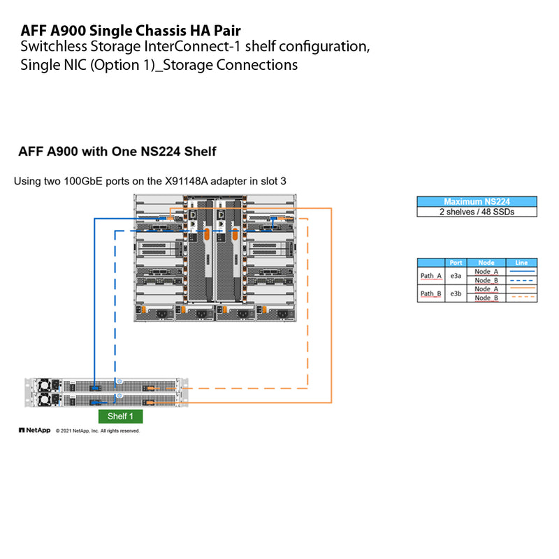 NetApp AFF-A900 Dual Controller Filer Head (HA) - ECS
