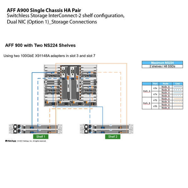 NetApp AFF-A900 Dual Controller Filer Head (HA) - ECS
