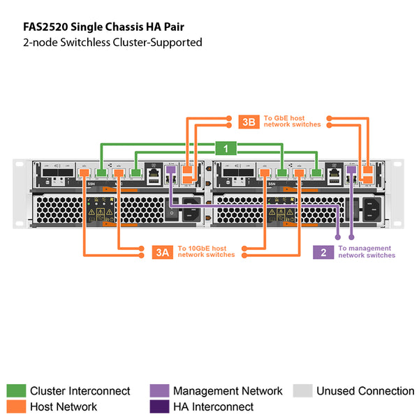 NetApp FAS2520 Single Chassis HA Pair Expansion Storage Array Filer He ...